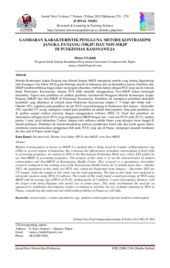 (PDF) Gambaran Karakteristik Pengguna Metode Kontrasepsi Jangka panjang (MKJP) dan Non-MKJP di ...