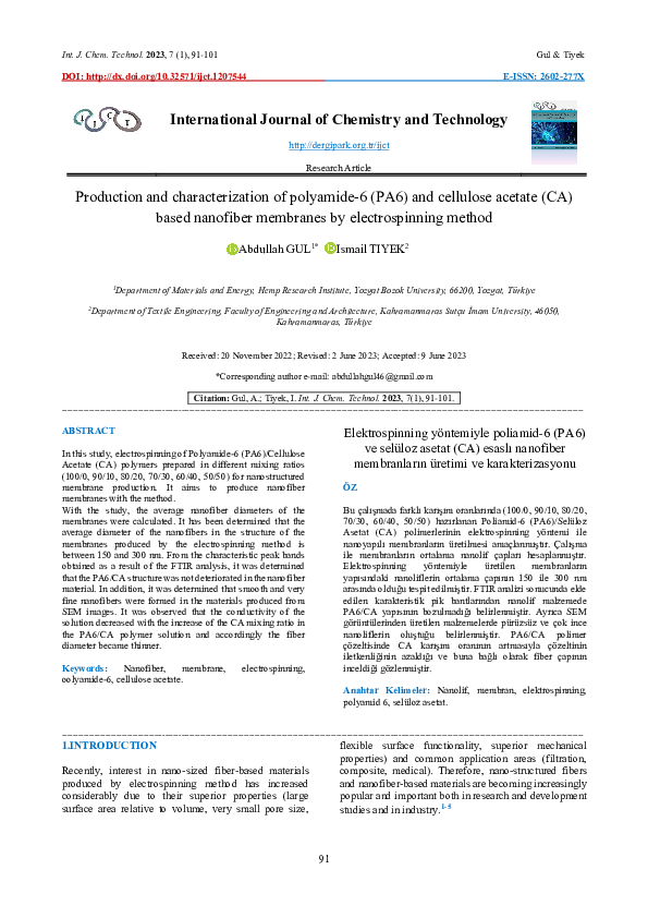 (PDF) Production and characterization of polyamide-6 (PA6) and cellulose acetate (CA) based ...