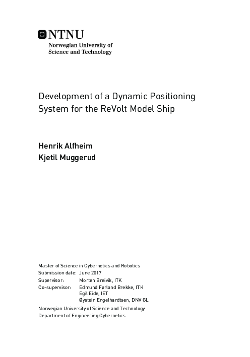 (PDF) Development of a Dynamic Positioning System for the ReVolt Model ...