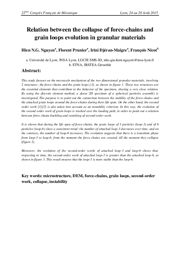 (PDF) Relation between the collapse of force-chains and grain loops ...
