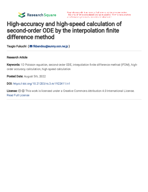 (PDF) High-accuracy and high-speed calculation of second-order ODE by ...