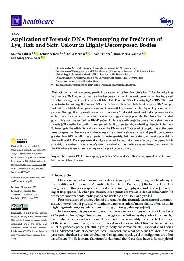 (PDF) Application of Forensic DNA Phenotyping for Prediction of Eye ...
