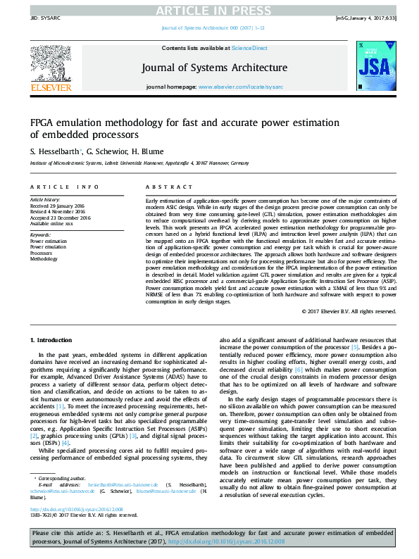 Pdf Fpga Emulation Methodology For Fast And Accurate Power Estimation