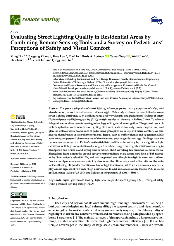 (PDF) Evaluating Street Lighting Quality in Residential Areas by ...