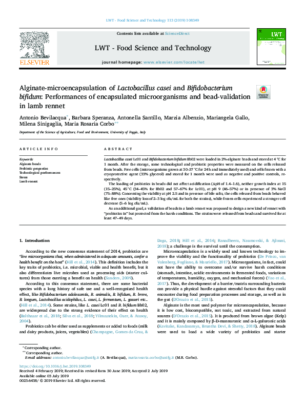 (PDF) Alginate-microencapsulation of Lactobacillus casei and ...