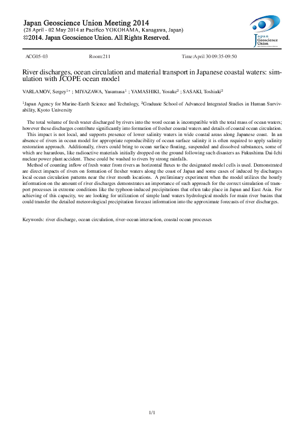 (PDF) River discharges, ocean circulation and material transport in ...