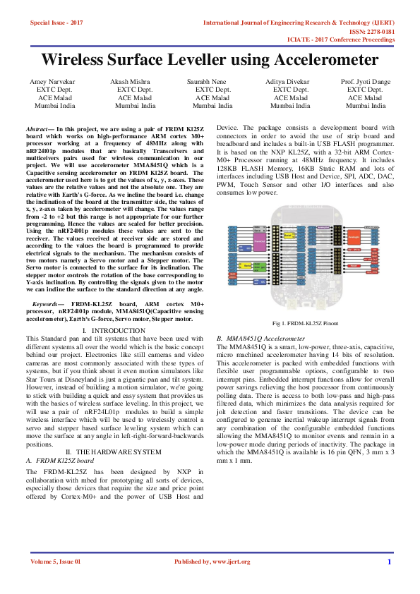 (PDF) Wireless Surface Leveller using Accelerometer