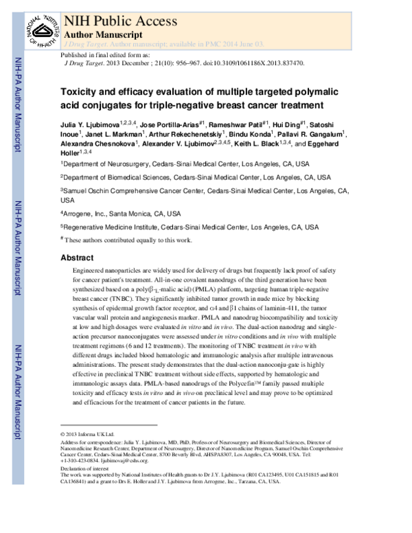 (PDF) Toxicity and efficacy evaluation of multiple targeted polymalic ...