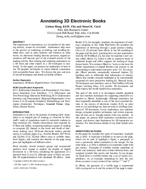 Pdf Annotating 3d Electronic Books