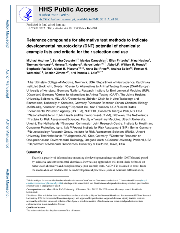 (PDF) Reference compounds for alternative test methods to indicate ...