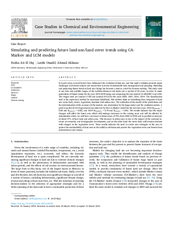 (PDF) Simulating and predicting future land-use/land cover trends using ...