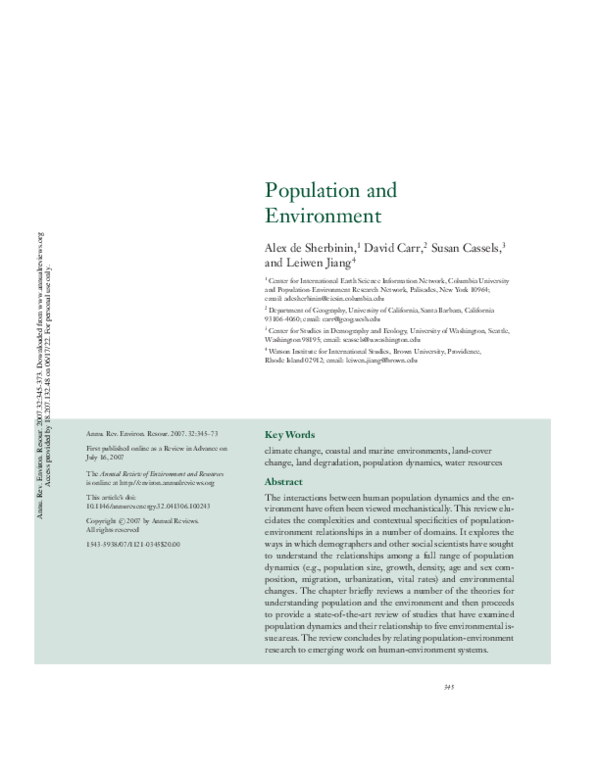 (PDF) Population and Environment