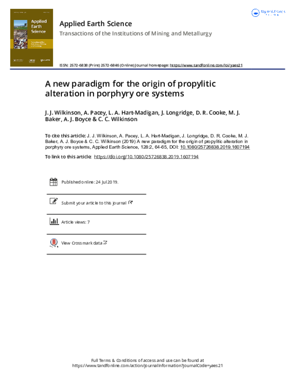 (PDF) A new paradigm for the origin of propylitic alteration in ...
