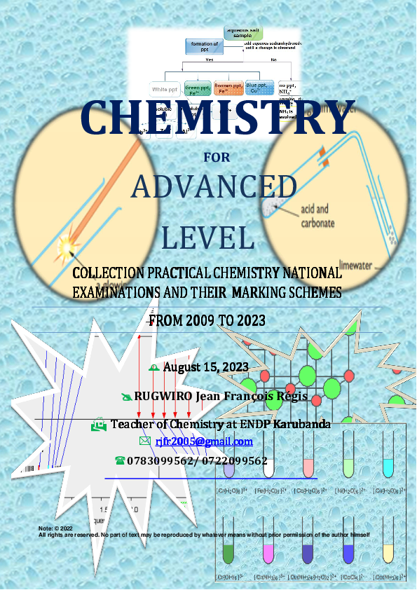 (PDF) AL PRACTICAL CHEMISTRY NATIONAL EXAMS AND MARKING SCHEMES 2009 to ...