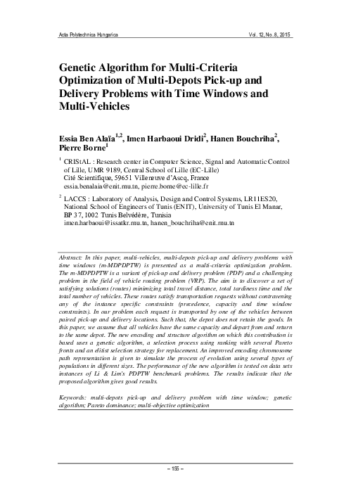 Pdf Genetic Algorithm For Multi Criteria Optimization Of Multi Depots