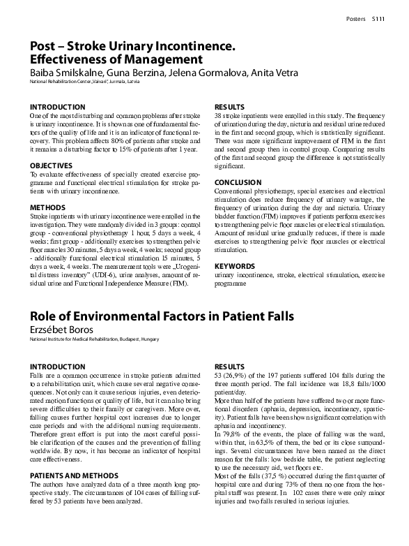 (PDF) Post - Stroke Urinary Incontinence. Effectiveness of Management