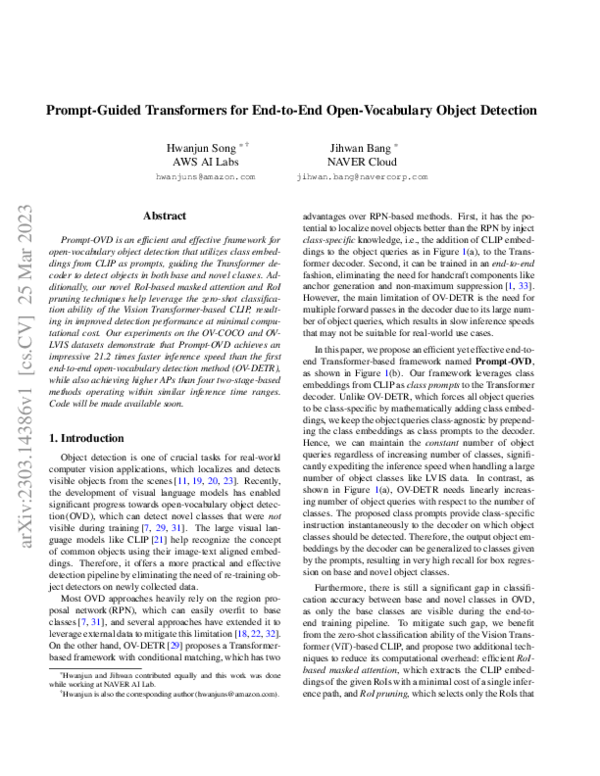 (PDF) Prompt-Guided Transformers for End-to-End Open-Vocabulary Object Detection