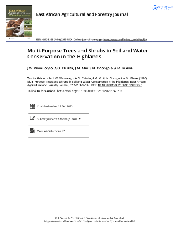 (PDF) Multi-Purpose Trees and Shrubs in Soil and Water Conservation in ...