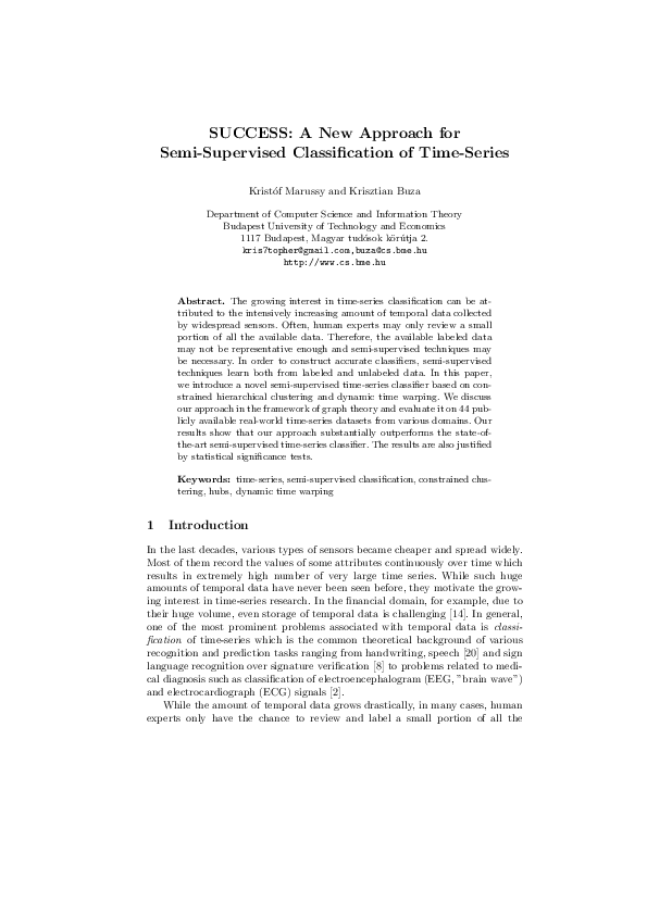 (PDF) SUCCESS: A New Approach for Semi-supervised Classification of Time-Series