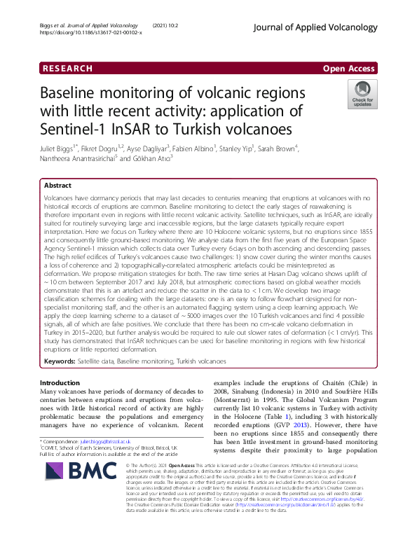 (PDF) Baseline monitoring of volcanic regions with little recent ...