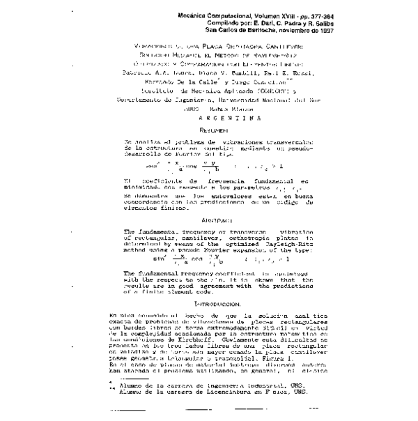 (PDF) Vibraciones de una Placa Ortótropa Cantilever: Solución Mediante ...