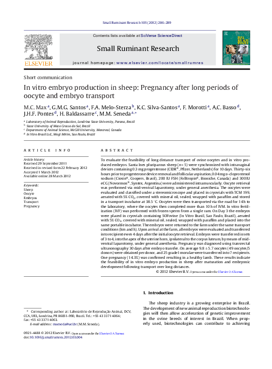 (PDF) In vitro embryo production in sheep: Pregnancy after long periods ...
