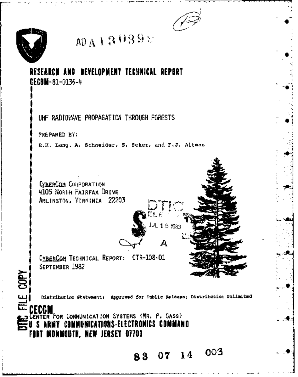 Pdf Uhf Radiowave Propagation Through Forests
