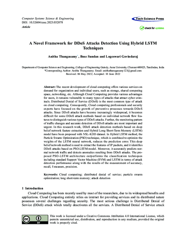 (PDF) A Novel Framework for DDoS Attacks Detection Using Hybrid LSTM ... (PDF) A Novel Framework for DDoS Attacks Detection Using Hybrid LSTM ...