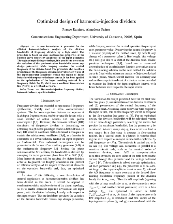 (PDF) Optimized design of harmonic-injection dividers