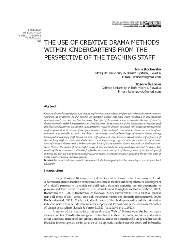 (PDF) The Use of Creative Drama Methods Within Kindergartens from the ...