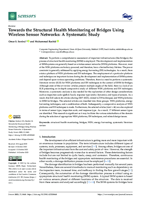 (PDF) Towards the Structural Health Monitoring of Bridges Using ...