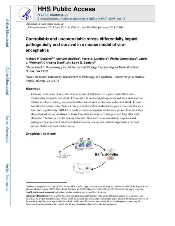 (PDF) Controllable and uncontrollable stress differentially impact ...