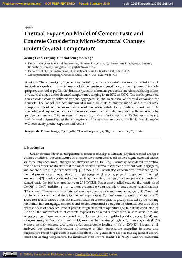 (PDF) Thermal Expansion Model of Cement paste and Concrete Considering Micro-Structural Changes ...