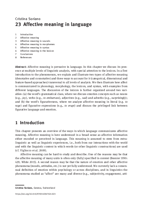 (PDF) Affective meaning in language