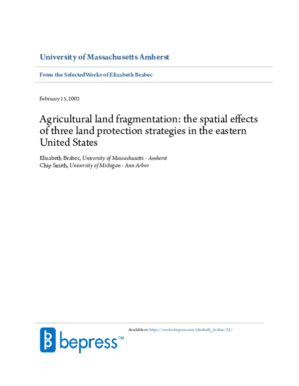 (PDF) Agricultural land fragmentation: the spatial effects of three ...