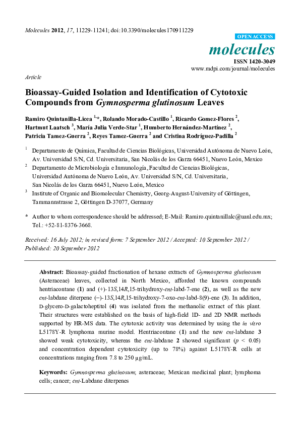 (PDF) Bioassay-Guided Isolation and Identification of Cytotoxic ...