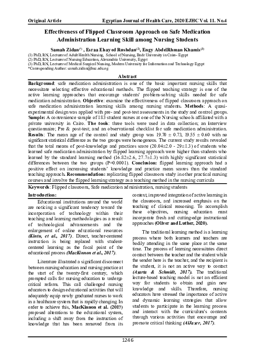 (PDF) Flipped Classroom Enhances Medication Skills in Nursing Students