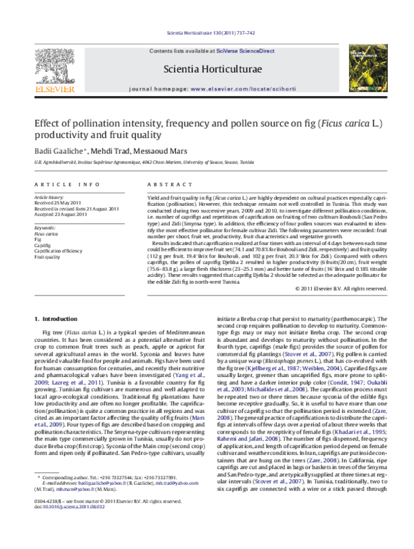 (PDF) Effect of pollination intensity, frequency and pollen source on ...