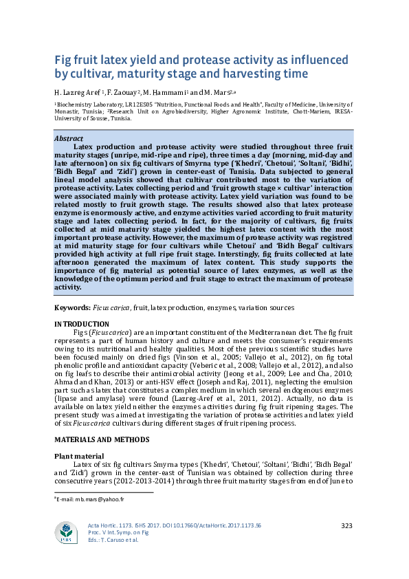 (PDF) Fig fruit latex yield and protease activity as influenced by ...