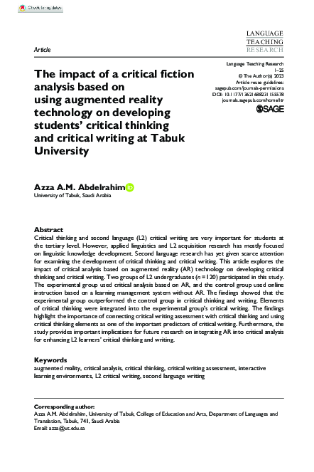 (PDF) The impact of a critical fiction analysis based on using ...