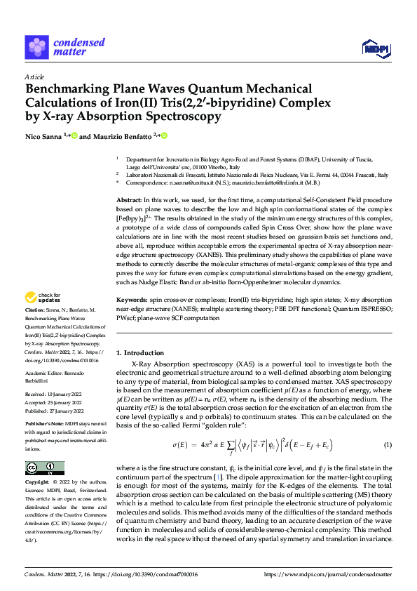 (PDF) Benchmarking Plane Waves Quantum Mechanical Calculations of Iron(II) Tris(2,2′-bipyridine ...