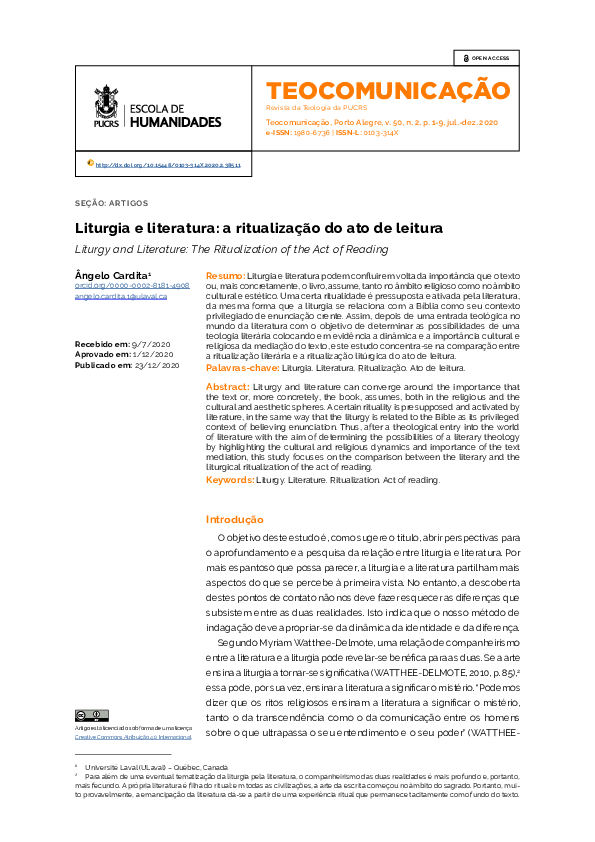 (PDF) Liturgia e literatura