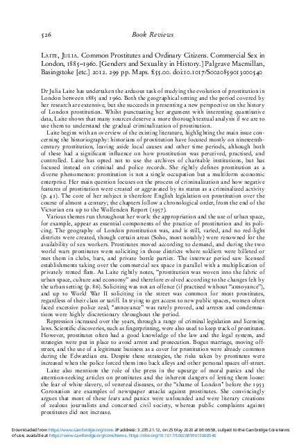 (PDF) Laite Julia. Common Prostitutes and Ordinary Citizens. Commercial ...
