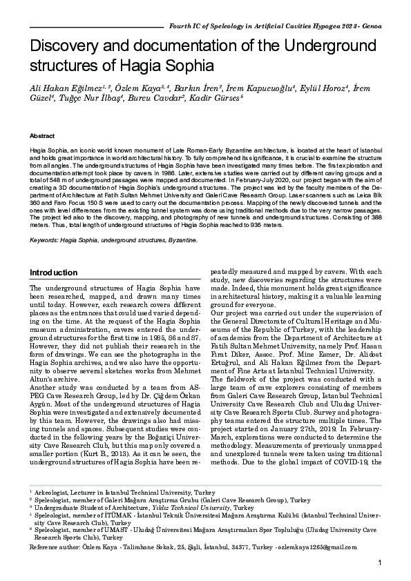 (PDF) Discovery and documentation of the Underground structures of ...