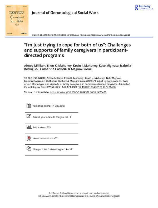 (PDF) “I’m just trying to cope for both of us”: Challenges and supports ...