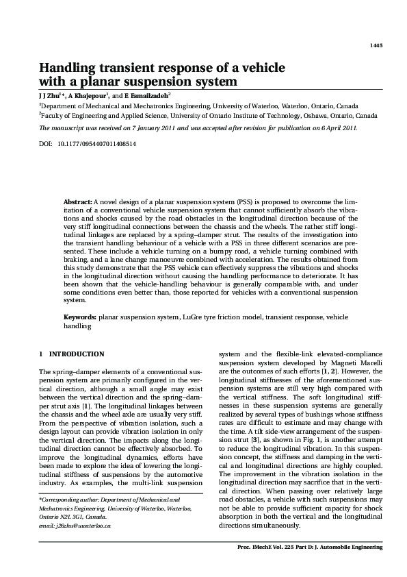 (PDF) Handling transient response of a vehicle with a planar suspension ...