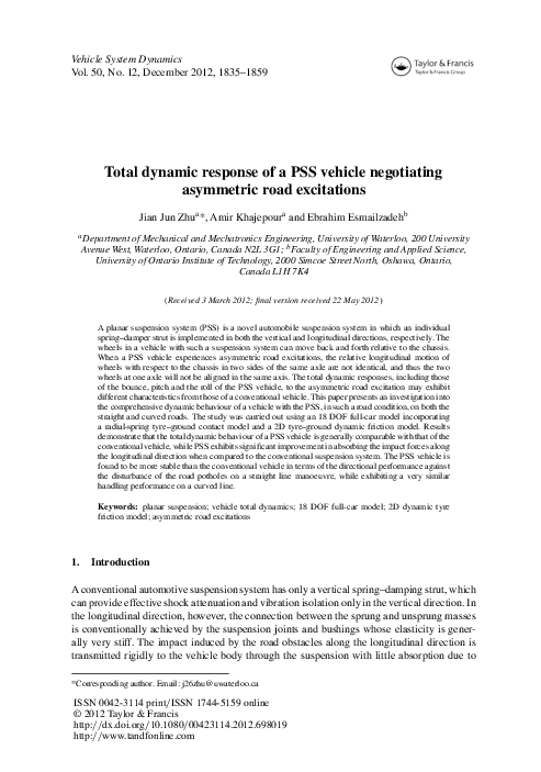 (PDF) Total dynamic response of a PSS vehicle negotiating asymmetric ...