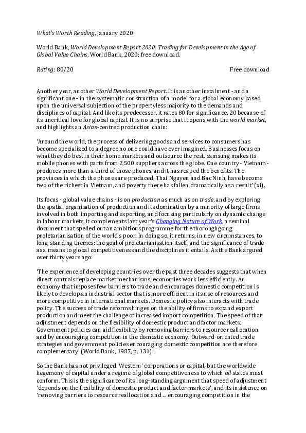 (PDF) World Bank, World Development Report 2020: Trading for ...