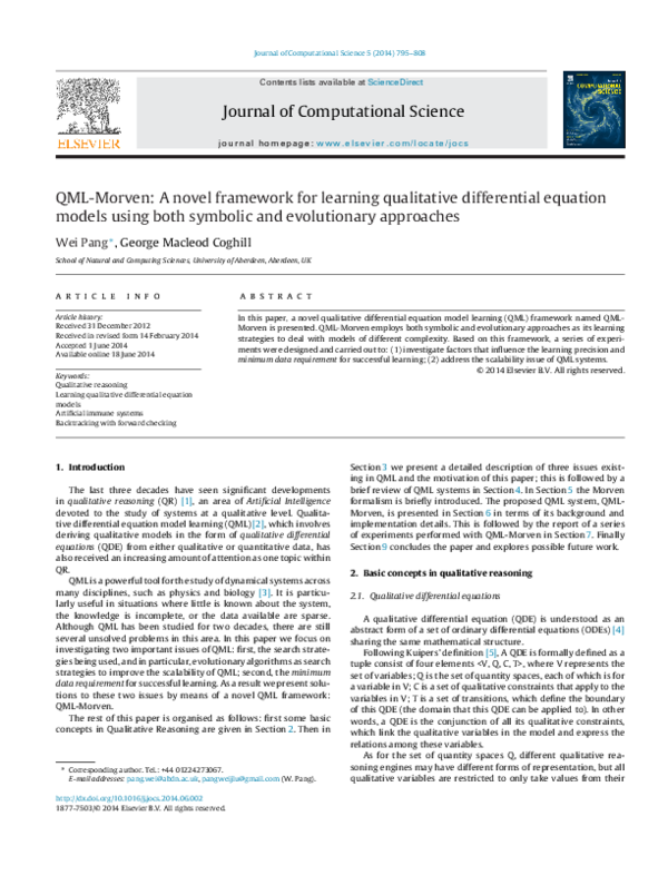 (PDF) QML-Morven: A novel framework for learning qualitative differential equation models using ...