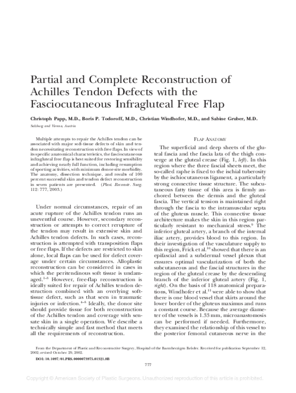 (PDF) Partial and Complete Reconstruction of Achilles Tendon Defects ...